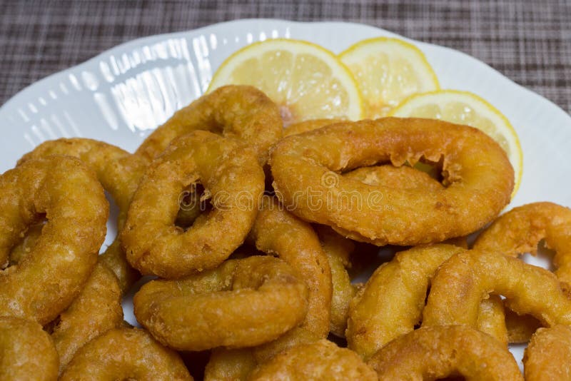 Plate of Breaded Squid Rings. Roman-style Squid Rings Stock Image ...