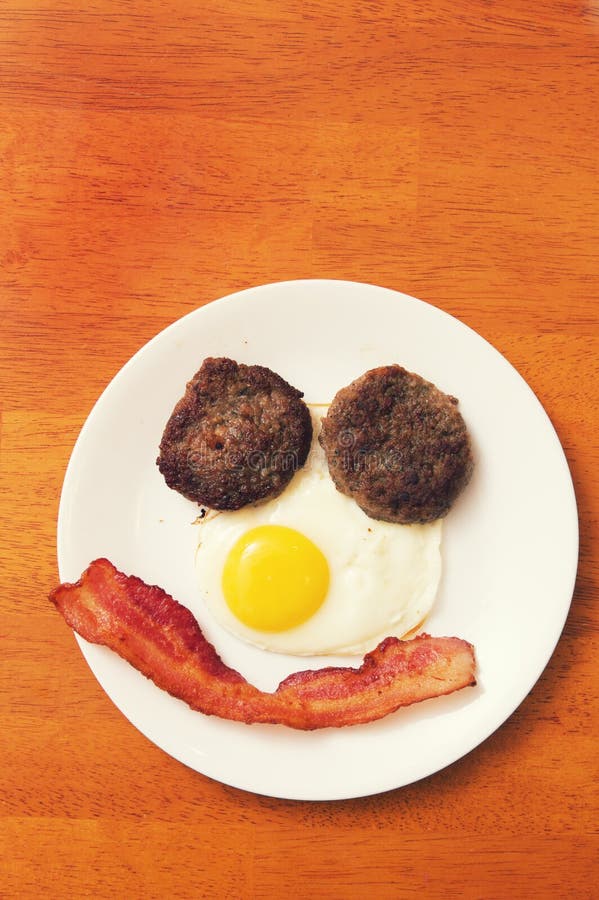 Breakfast Plate Face stock photo. Image of sausage, personification ...
