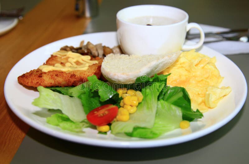 Plate with a breakfast. stock image. Image of breakfast - 123643403