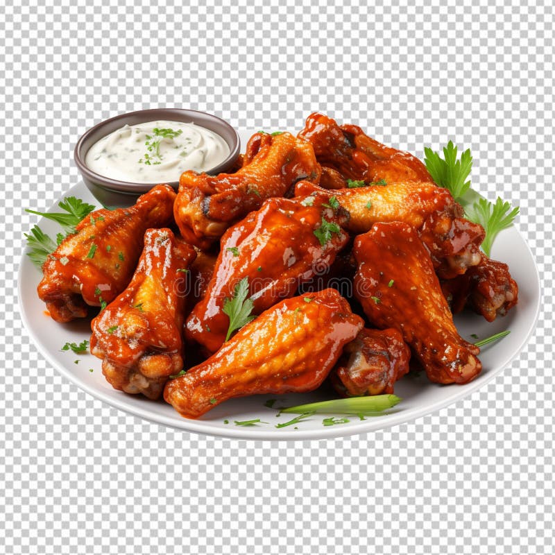Plate of Buffalo Wings Isolated on Transparent Background Stock ...