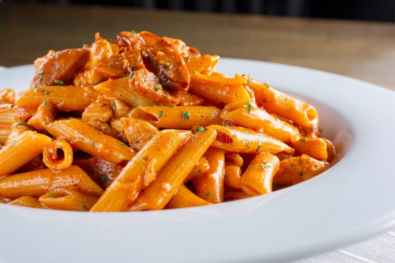 Plate of Cajun Pasta, Penne Stock Photo - Image of shelf, space: 276742506