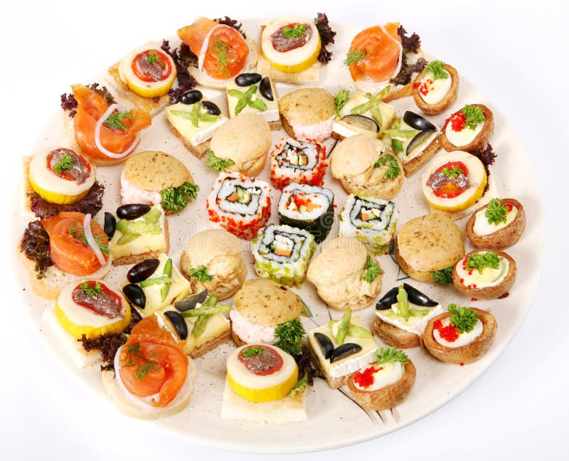 Plate of canapes stock photo. Image of cheese, brie, caviar - 6337972