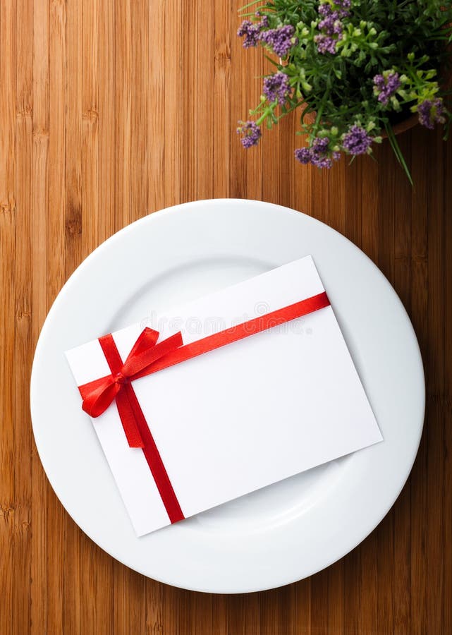 Plate with card stock photo. Image of blank, empty, card - 23986418
