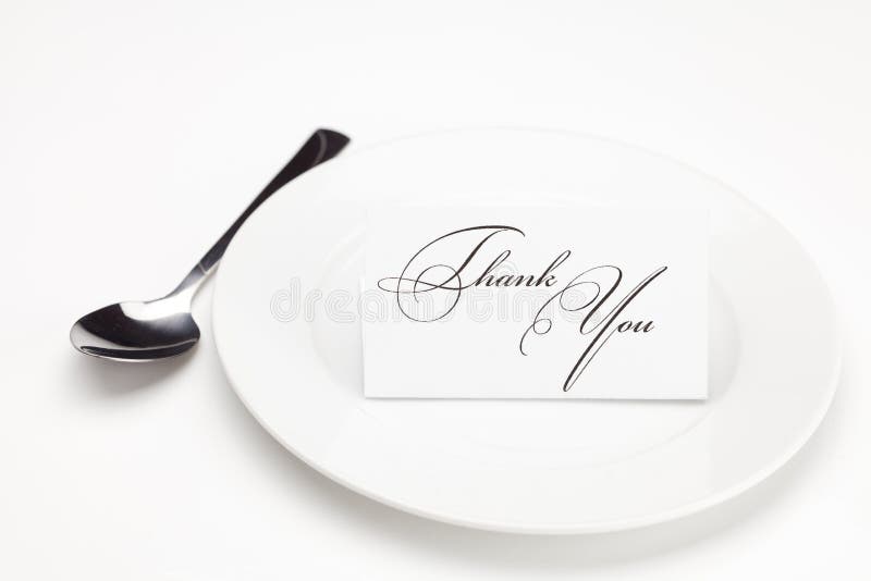Plate with Card Signed Thank You Stock Image - Image of dinner ...