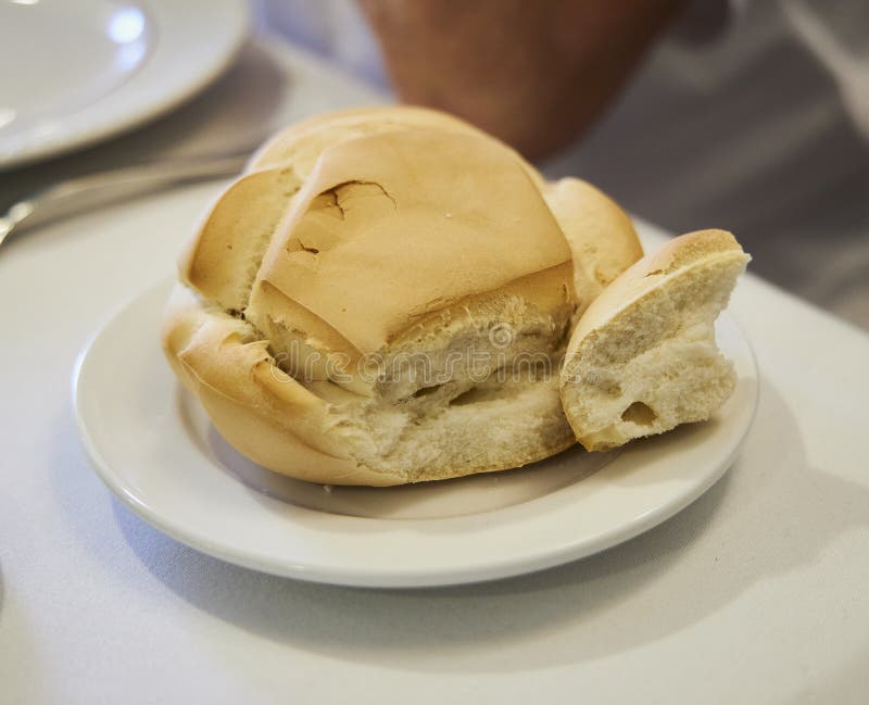 Plate with a Castilian Bread Roll Stock Photo - Image of dessert, snack ...