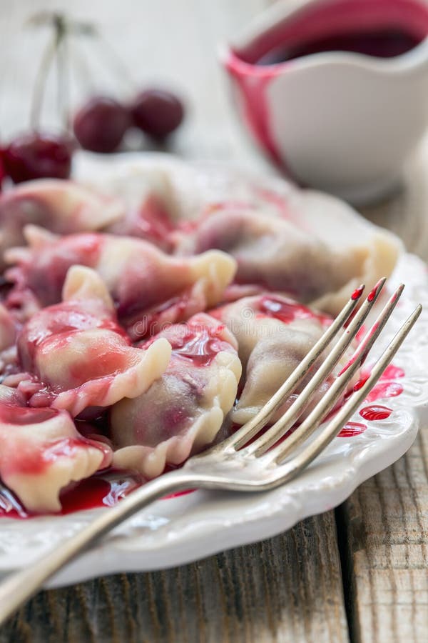 Plate with Cherry Dumplings. Stock Image - Image of tasty, delicious ...