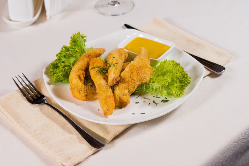 Plate of Chicken Fingers and Dipping Sauce Stock Photo - Image of food ...