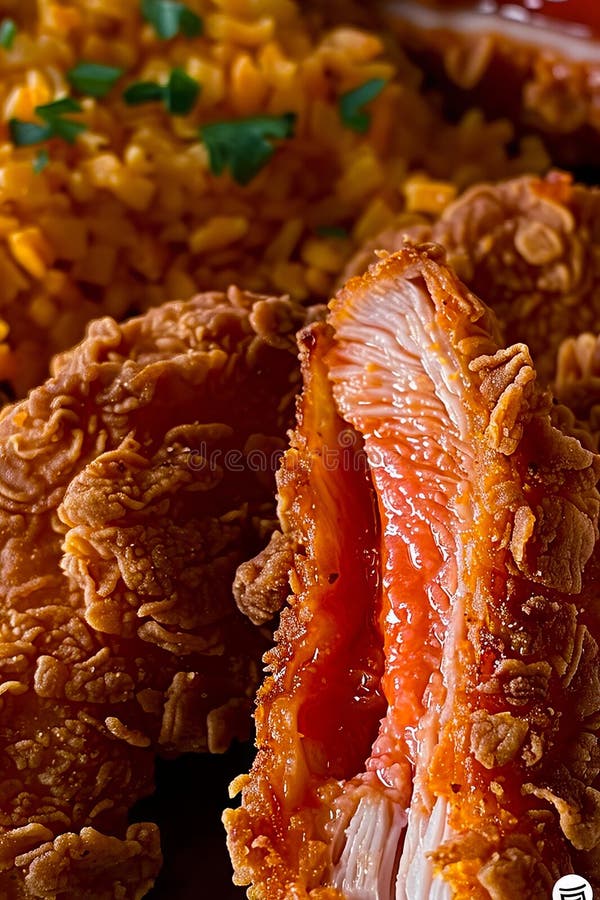 A Plate of Chicken and Rice Stock Photo - Image of platter, parsley ...