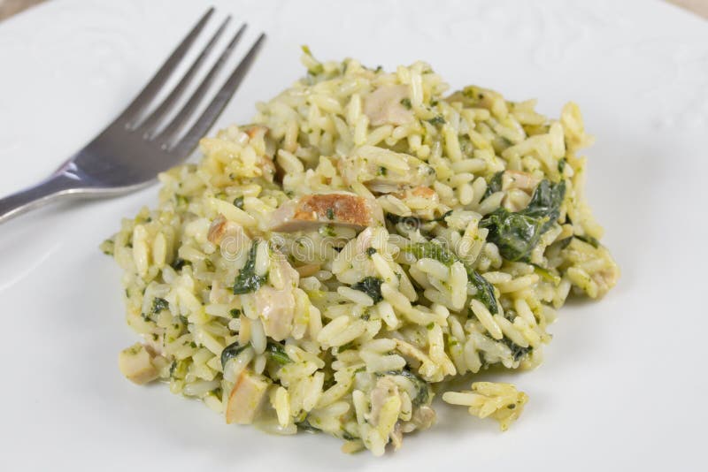 Chicken and Spinach Risotto Stock Photo - Image of plate, poultry ...