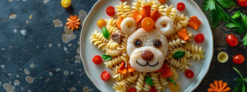 A Plate with Children Food in the Shape of an Animal. Selective Focus ...