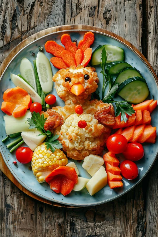 A Plate with Children Food in the Shape of an Animal. Selective Focus ...