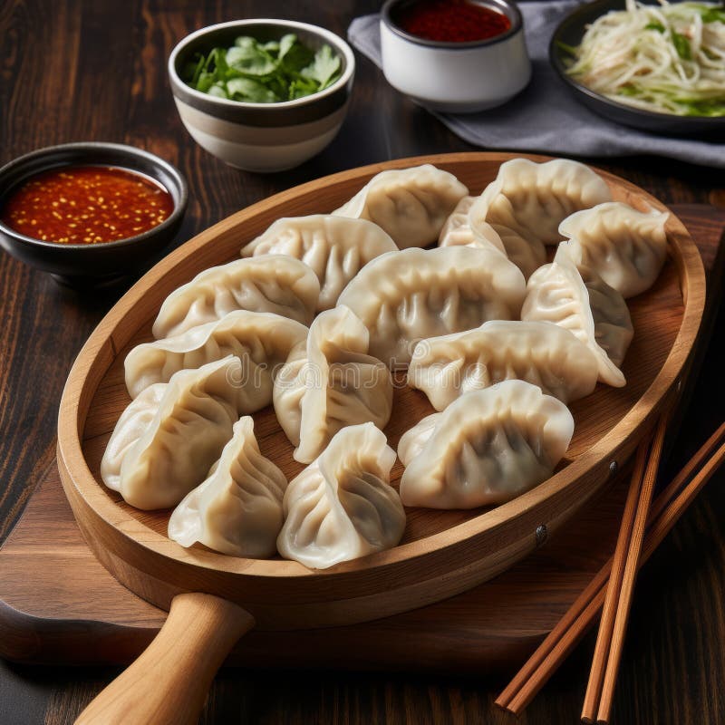 Exaggerated Precisionist Style Dumplings on Tray with Kawaiipunk ...