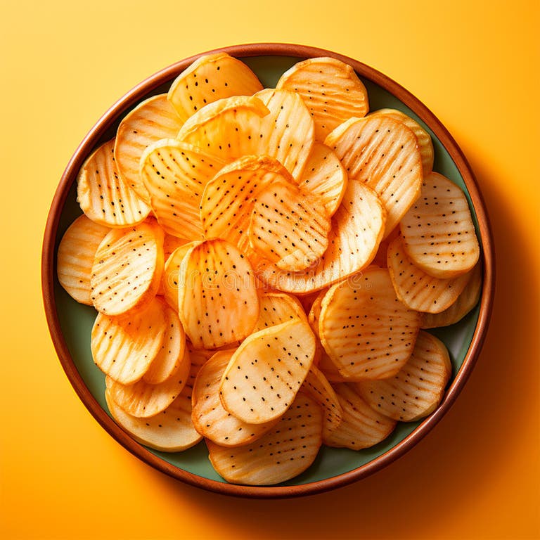 Plate of Chips, Potato Snacks - AI Generated Image Stock Illustration ...