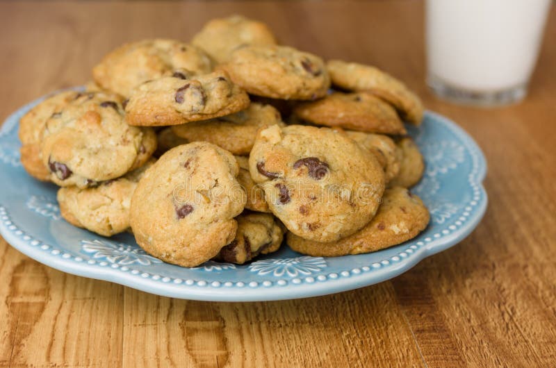 Plate of Chocolate Chip Cookies Stock Image - Image of nature, cookie ...