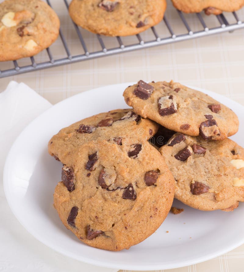 Plate of Chocolate Chip Cookies Stock Image - Image of plate, food ...
