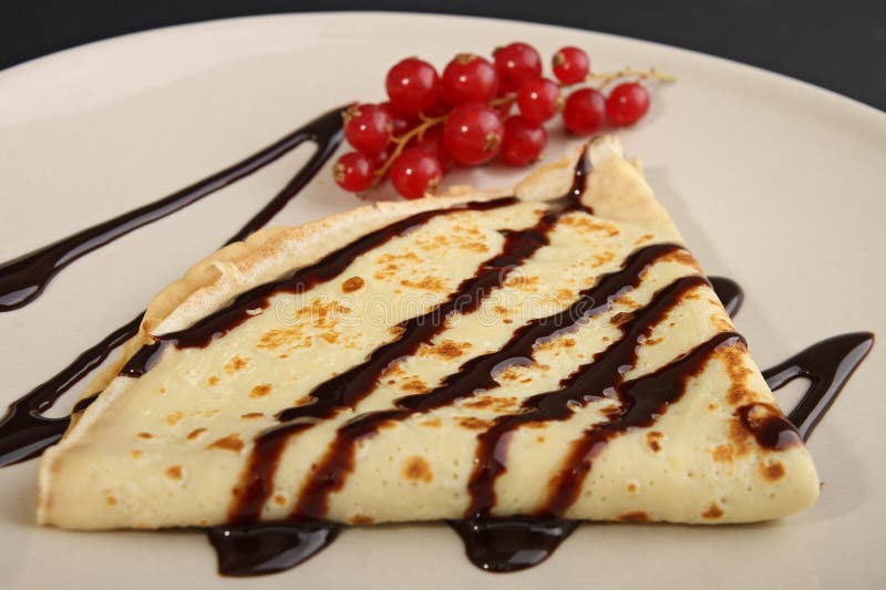 Plate of chocolate crepe stock image. Image of pancake - 17852687