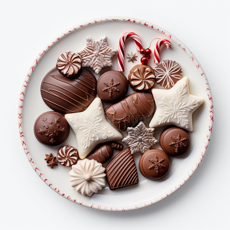 Plate of Christmas Chocolate in the Shape of Multiple Snowman, AI ...