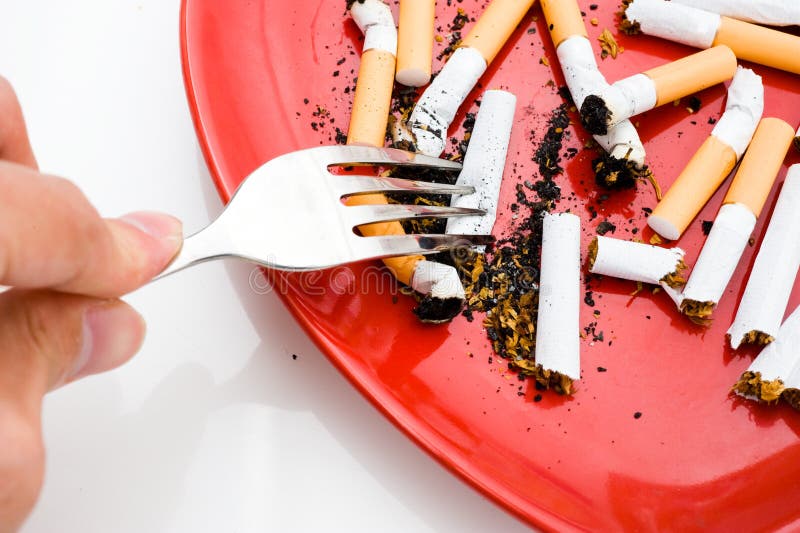 Plate with cigarette stock image. Image of addictive - 14665999