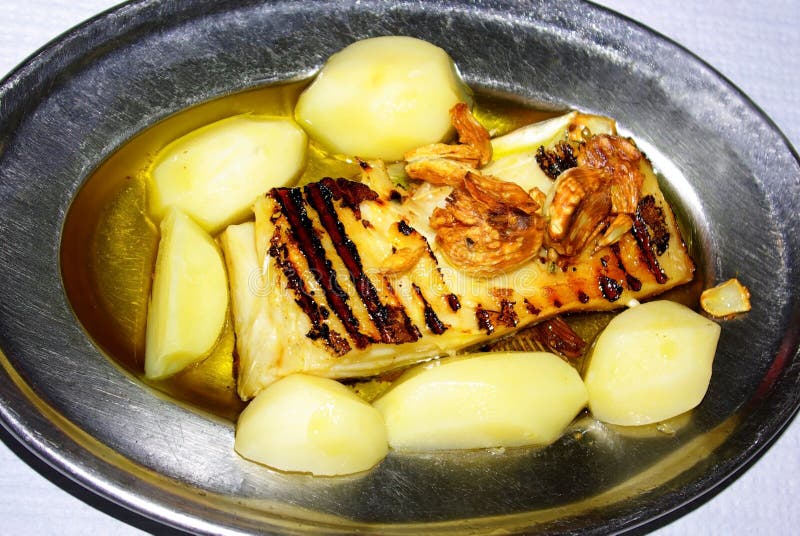 Plate of cod grilled stock image. Image of breaded, meal - 3947633