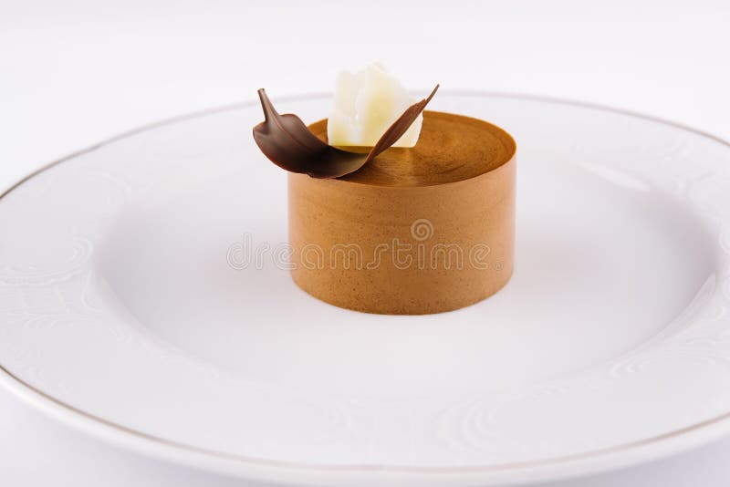 Plate with Coffee Panna Cotta Stock Photo - Image of powder, food ...