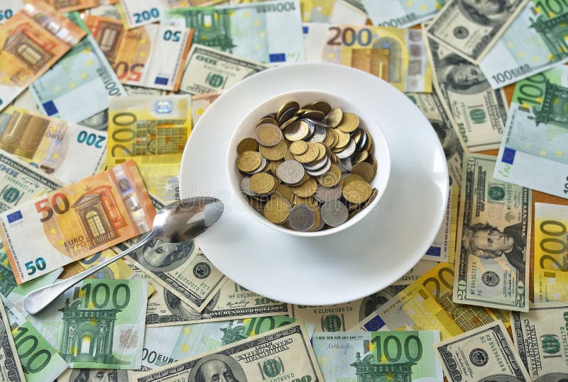 Plate with coins stock photo. Image of banking, bank - 188034972