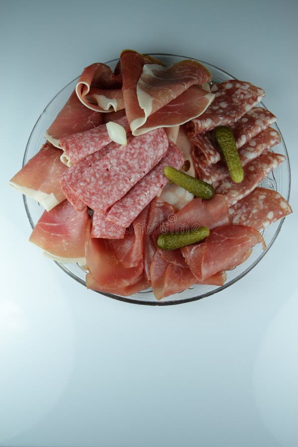 Plate of cold cuts stock photo. Image of food, dish, studio - 85002524