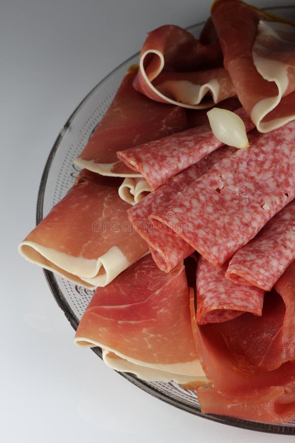 Plate of cold cuts stock image. Image of closeup, white - 85006993
