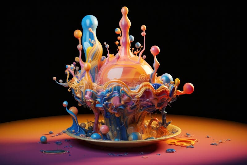 A Plate with a Colorful Liquid Splash on it. Generative AI Image. Stock ...