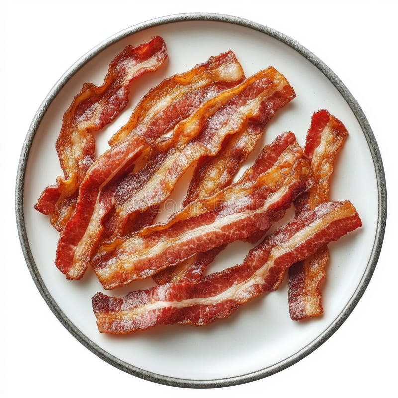 Plate Cooked Bacon Isolated See Background Stock Photos - Free ...