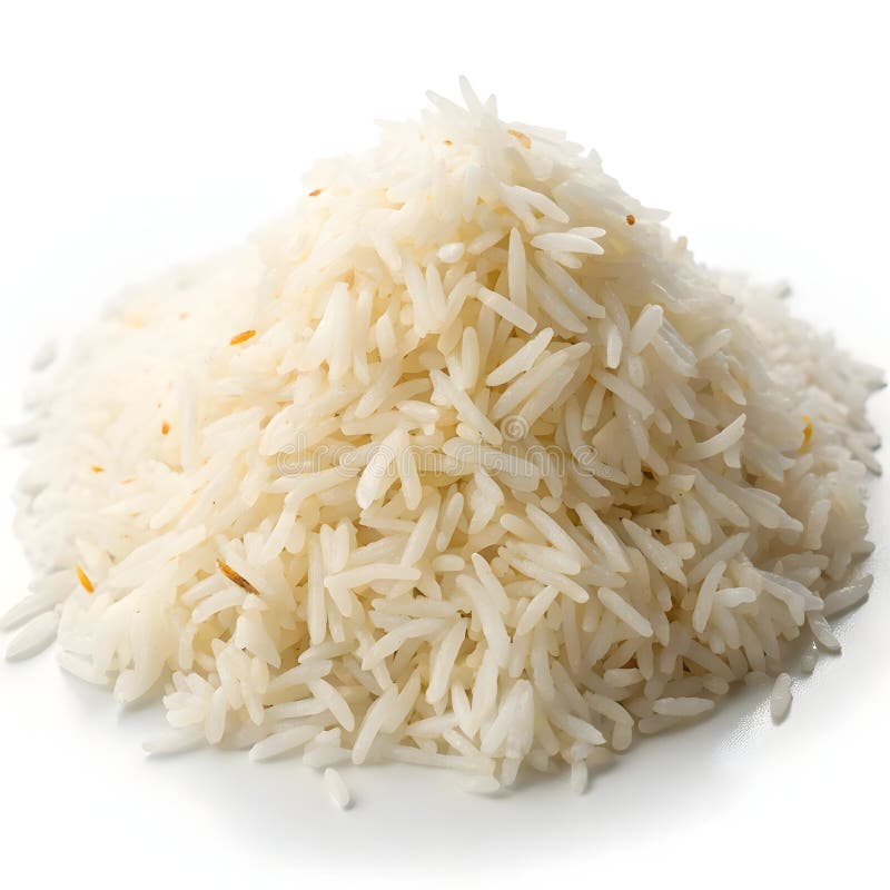 Cooked White Basmati Rice Isolated on White Background Stock ...