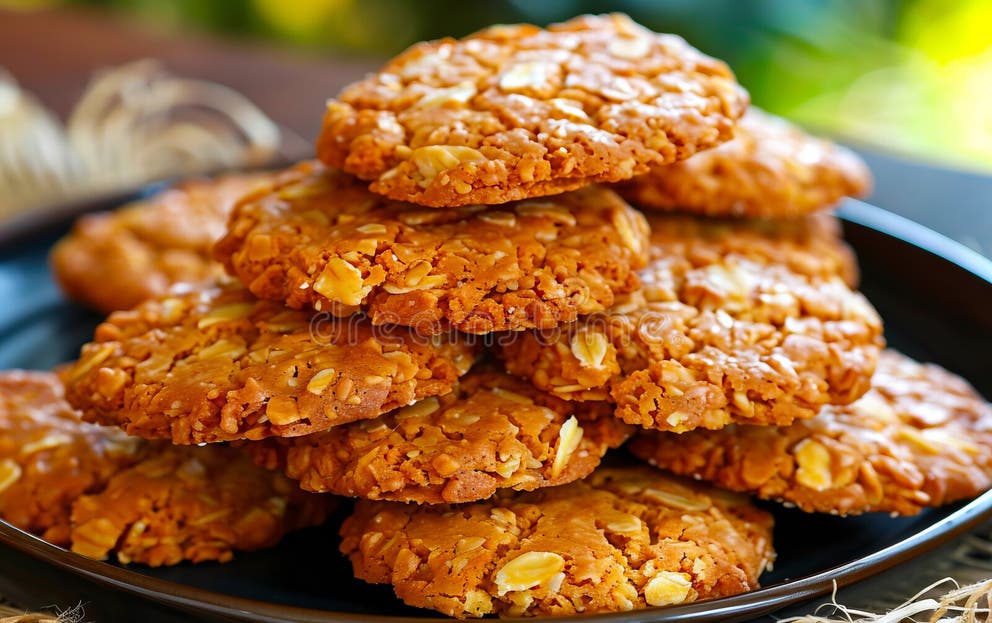 A Plate of Cookies with a Straw on Top Stock Photo - Image of peanut ...