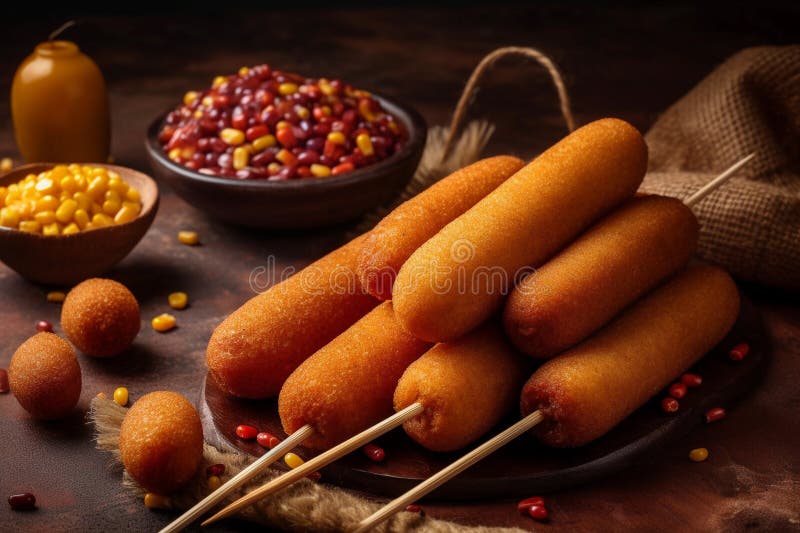 A Plate of Corn Dogs with Corn on the Cob AI Generation Stock ...