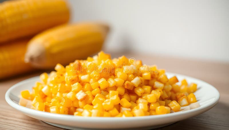 Plate of Corn Kernels, Cooked Vegetable Generative AI Stock ...