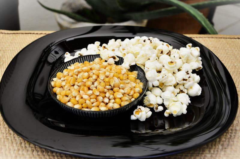Plate with Corn and Popcorn Ready Stock Photo - Image of snack, corn ...