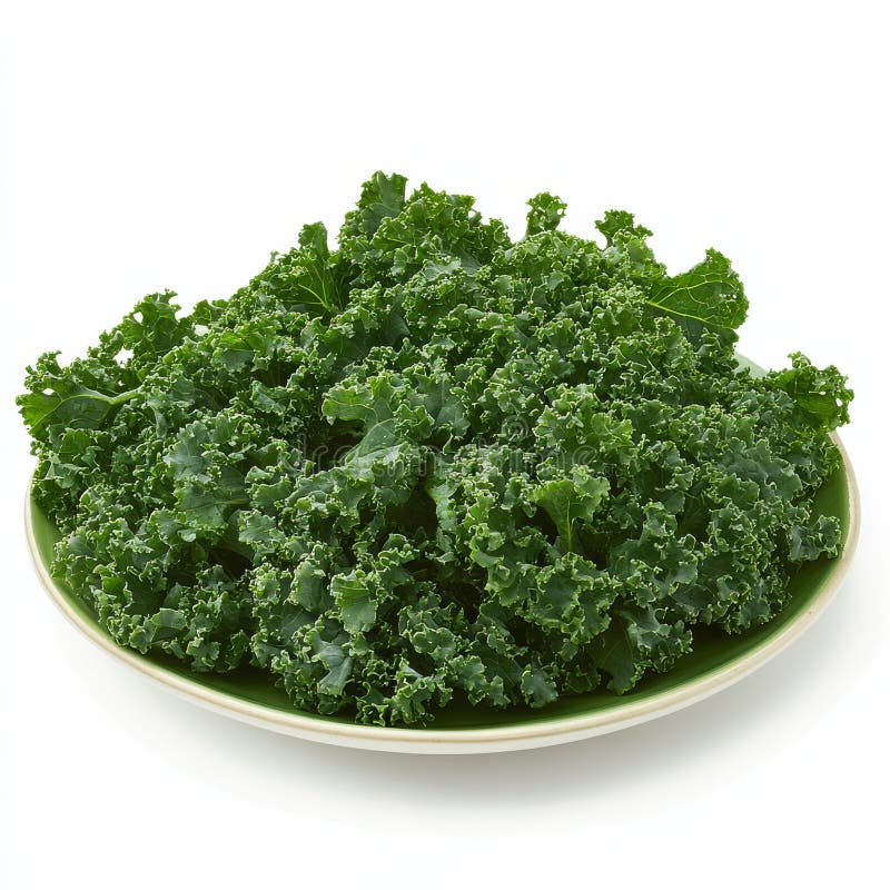 A Plate of Crisp Kale Chips, Isolated on a White Background, Stock ...
