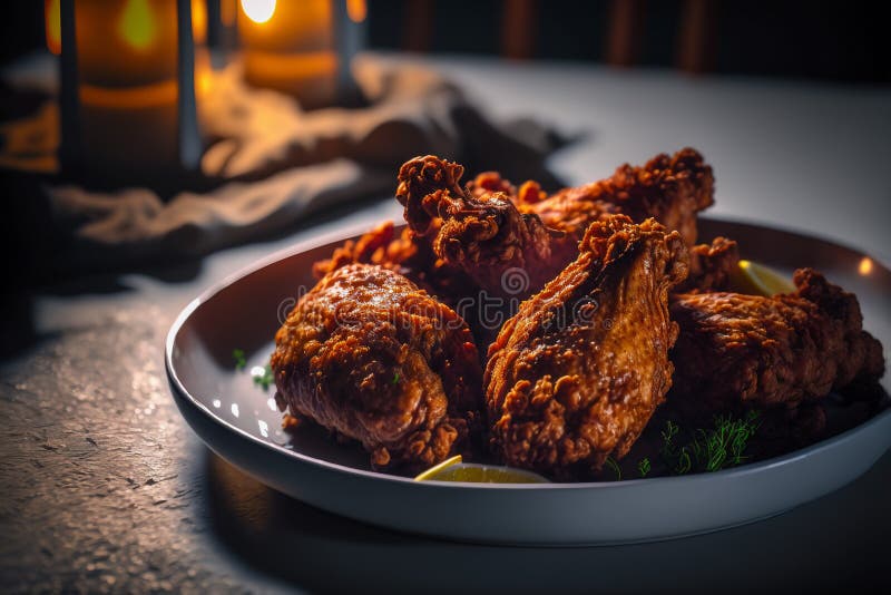 A Plate of Crispy Fried Chicken, Golden Brown and Delicious, Generative ...