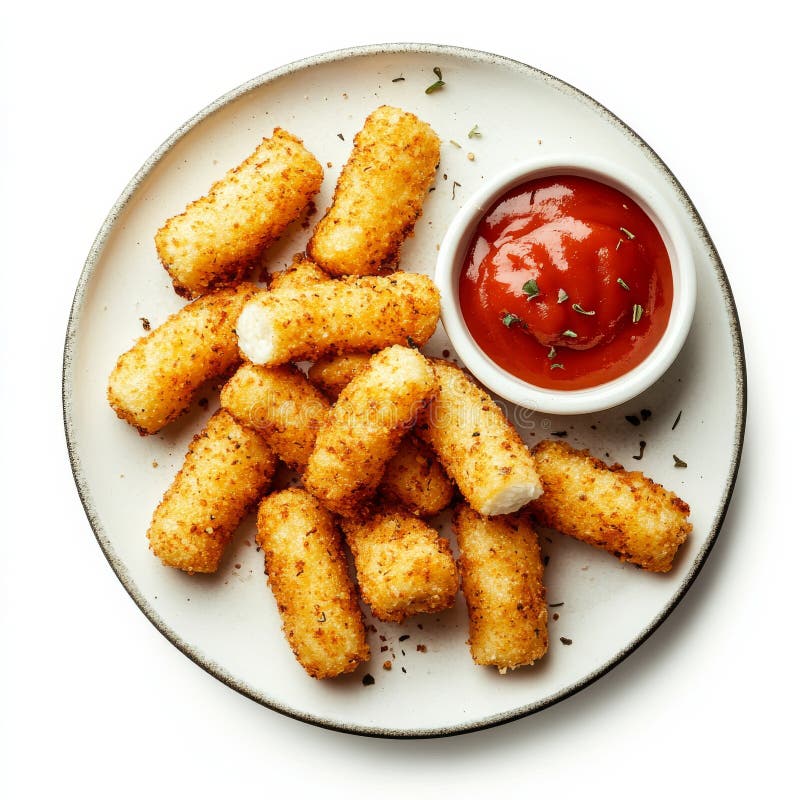 A Plate of Crispy Mozzarella Sticks, Isolated on a White Background ...