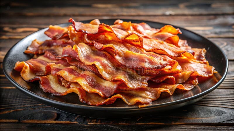A Plate of Crispy, Savory Bacon Strips, Perfectly Cooked and Ready To ...
