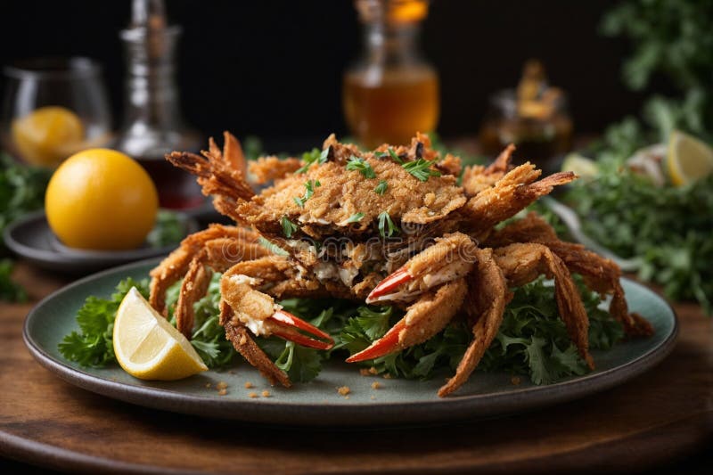 A Plate of Crispy Soft-shell Crab, Showcasing the Whole Crab in Its ...