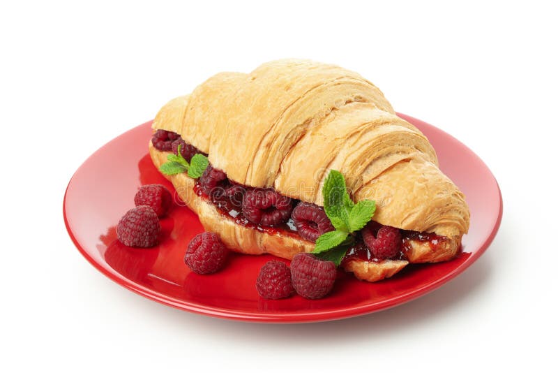 Croissant and Raspberry Jam Stock Photo - Image of preserves, croissant ...