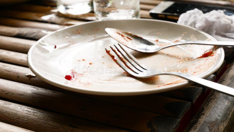 Plate with Crumbs and Used Fork. Stock Image - Image of dinner, messy ...