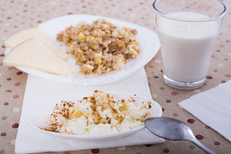 Plate with Curds Covered with Honey and Chocolate Stock Image - Image ...