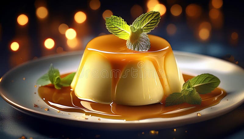 A Plate of Custard Cream Pudding Stock Illustration - Illustration of ...