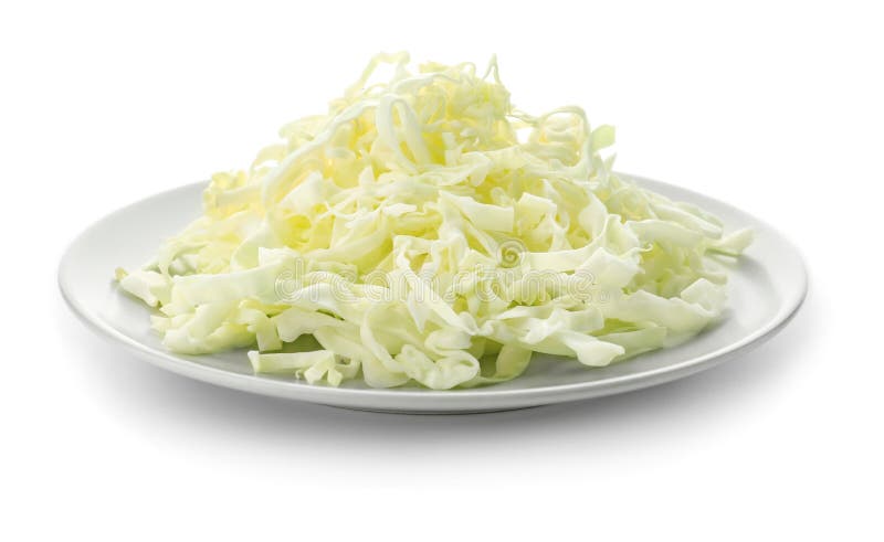 Plate with Cut Cabbage on White Background Stock Image - Image of ...