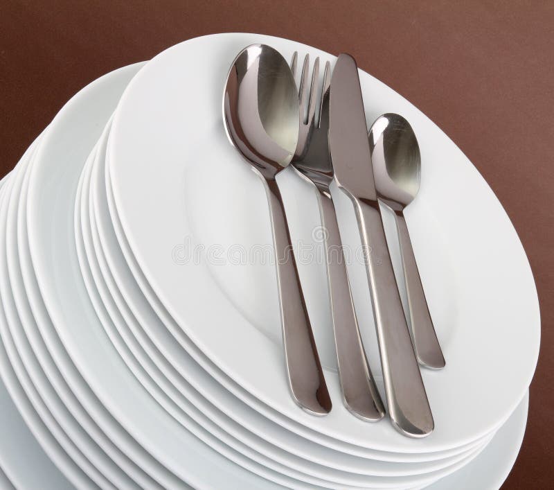 Plate and cutlery stock image. Image of ceramic, pile - 17169551
