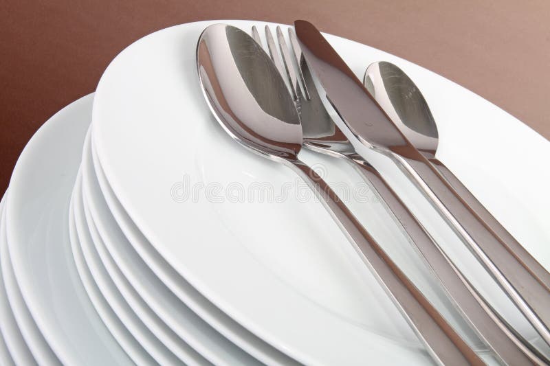 Plate and cutlery stock image. Image of stack, table - 17194509