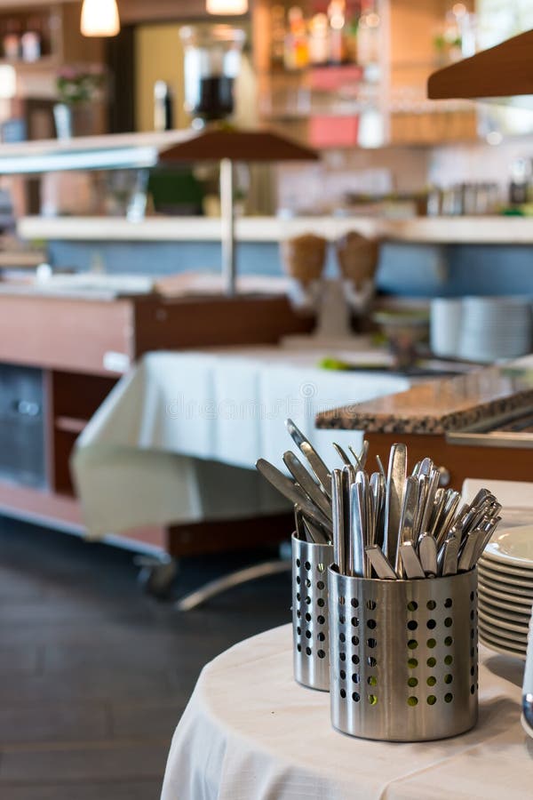 Plate and Cutlery at the Buffet in the Restaurant Stock Photo - Image ...