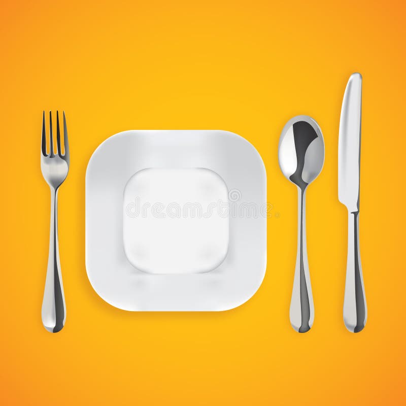 Plate with Cutlery. Vector Illustration Decorative Design Stock Vector ...