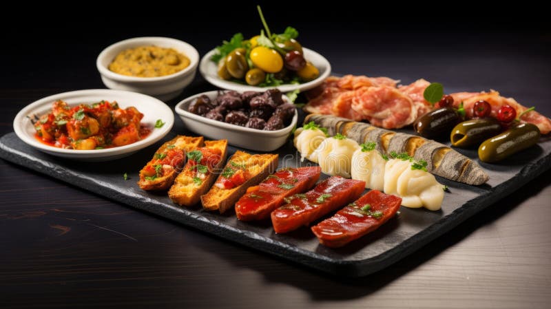 A Plate of Delectable Tapas with a Variety of Flavors and Textures ...