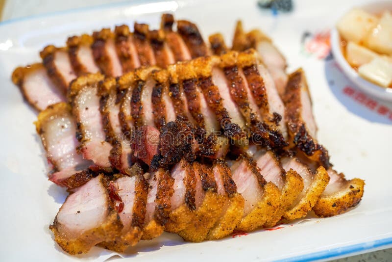 A Plate of Delicious Crispy Crispy Meat Stock Photo - Image of ribs ...